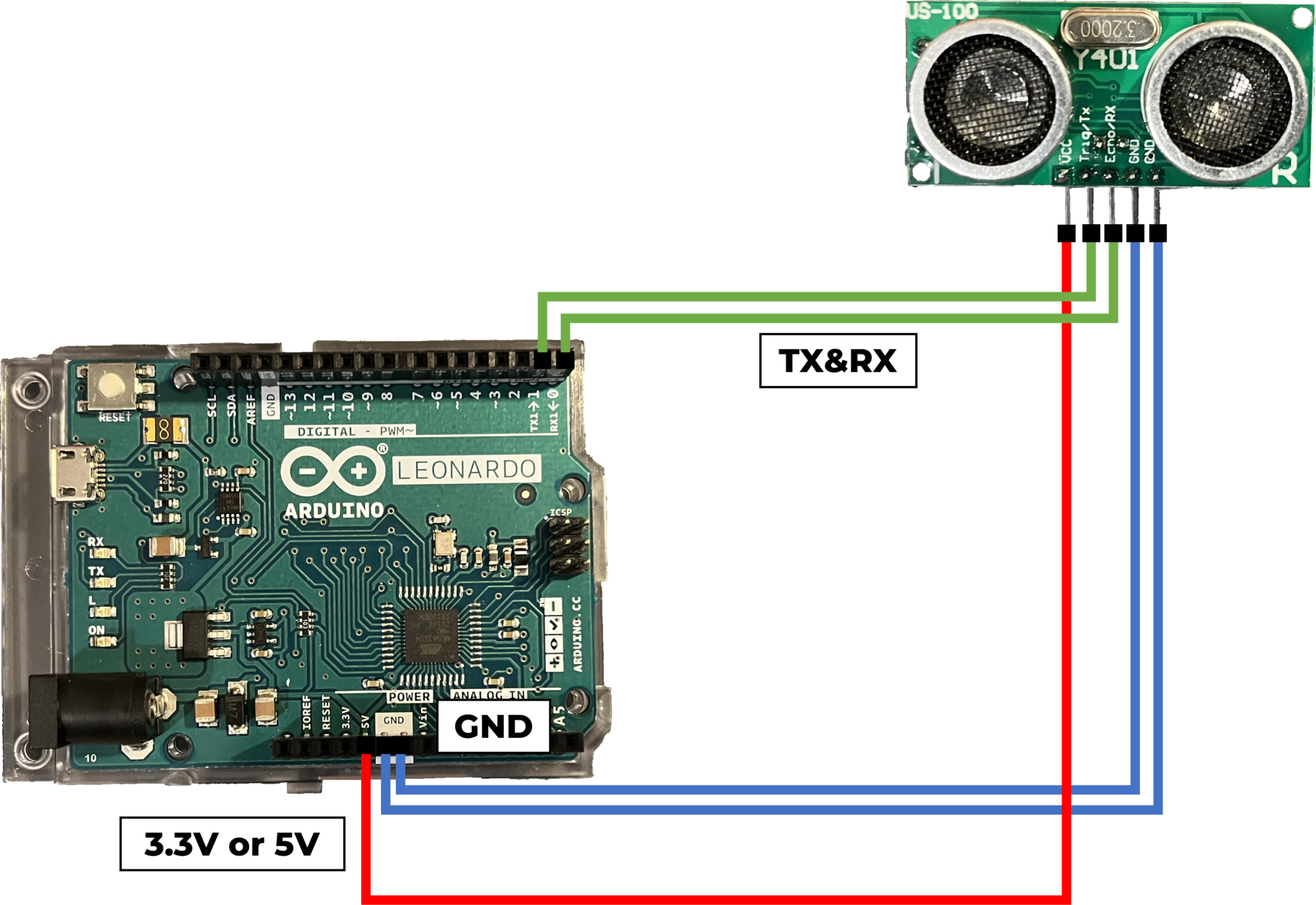 Automate ultrasonic distance sensor US-100 with interrupt timer! (Arduino Leonardo and Raspberry ...